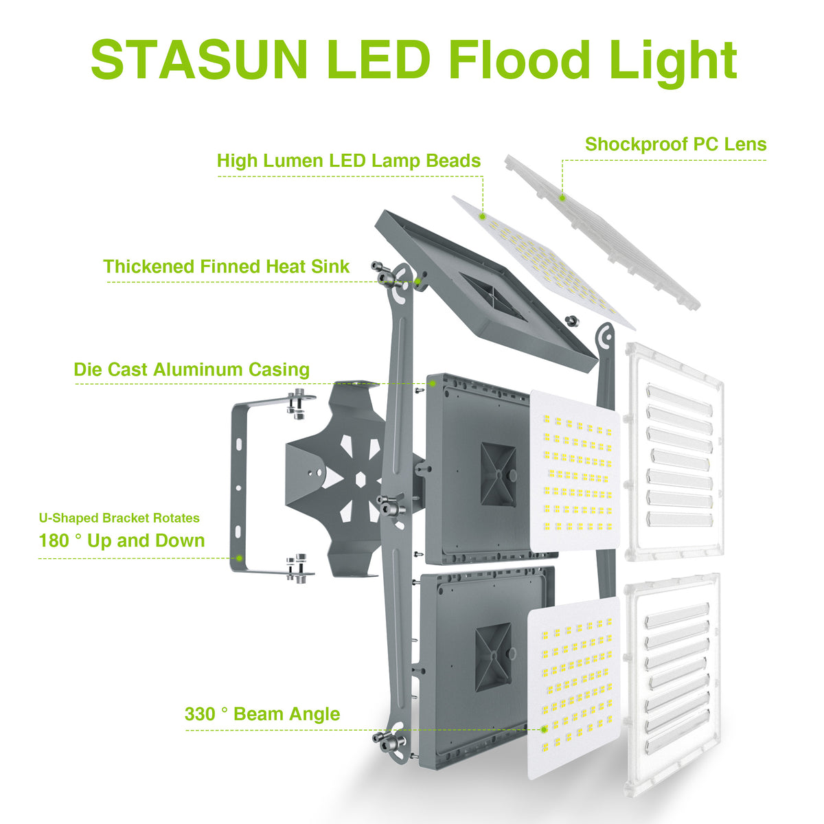 LED Flood Light Outdoor, STASUN Max Series 600W 60000lm 6000K Daylight